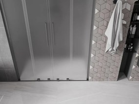 Mexen Velar L Duo, posuvné sprchové dveře do otvoru 140 cm, 8mm sklo námraza, grafit broušený, 871-140-003-32-66