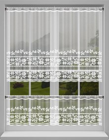 Buona Ventura žakárová vitrážová záclona 606630/001, květinový vzor, s bordurou, bílá, výška 90cm (v metráži)