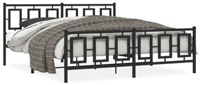 Kovový rám postele s hlavovým a nožním čelem černý 183 x 213 cm