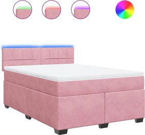 Box spring postel s matrací růžová 140x190 cm samet 3288611