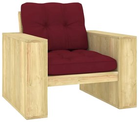 Zahradní židle s vínovými poduškami impregnovaná borovice,  3065750