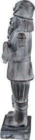 Šedá antik dekorace Louskáček s věnečkem I - 15*11*47 cm