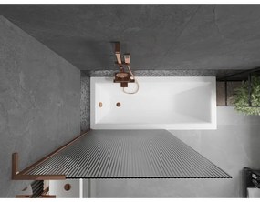 Mexen Next L, 1-křídlová vanová zástěna 100 x 150 cm, 6mm sklo s žebrovým vzorem, růžové zlato profil, 895-100-000-03-09-60