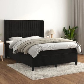 Box spring postel s matrací černá 140 x 190 cm samet,  3132797