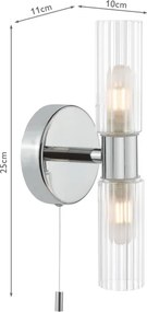 Där Lighting BOL0950 - Koupelnová nástěnná lampa BOLTON 2xG9/5W/230V IP44 chrom