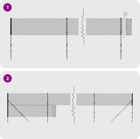 Drátěný plot antracitový 1,4 x 25 m pozinkovaná ocel 154235