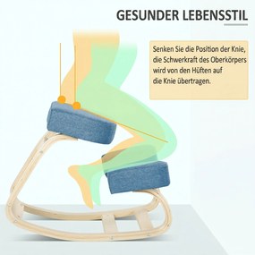 Vinsetto Ergonomická Kolenní Židle z Březového Dřeva, Křeslo pro Udržení Správného Držení Těla s Paměťovou Pěnou a Polyesterovým Polštářem pro Domov …