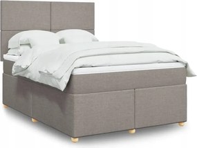 Box Spring Postel S Matrací Textil Taupe Hladký design 160 x 200 cm