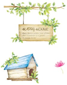 Sada nástěnných samolepek Ambiance Happy House, 42x30 cm