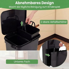 Costway 36 L odpadkový koš na kolečkách s 2 vyjímatelnými nádobami