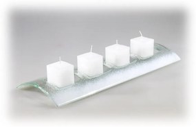 BDK-GLASS Skleněný svícen TUNNEL na 4 svíčky bílý