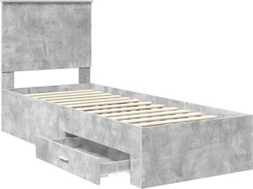 Rám postele se zásuvkou Betonově šedá a stříbrná 70 x 190 cm 3411371