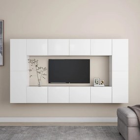 8dílný set TV skříněk bílý kompozitní dřevo 3078669