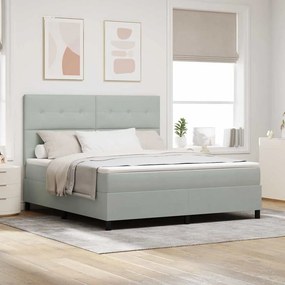 Postel s boxspringem s čelo Světle šedá 180 x 200 cm samet 3339848
