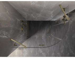 Mexen Lunar, půlkruhový sprchový kout naklápěcí doleva 100 x 80 cm, 8mm čiré sklo, zlatý matný profil, 833-100L-080P-55-00