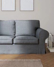 Potah na pohovku IKEA  Ektorp 3-místná, nerozkládací barva šedá látka pletený vzor