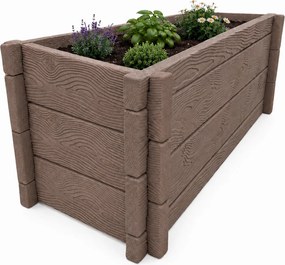 Báča Beton Betonový vyvýšený záhon - imitace dřeva 136 x 80 cm Výška záhonu: 50 cm, Barva záhonu: Hnědá