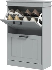 HOMCOM botník, 2 sklápěcí dveře, nastavitelné police, do předsíně, chodby, 54 x 24 x 82,5 cm, šedý