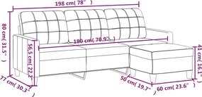 vidaXL 3místná pohovka s podnožkou 180 cm umělá kůže [3201017] Barva: cappuccino