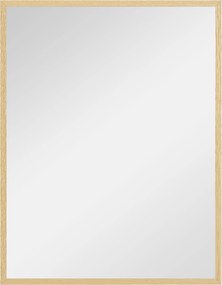 HOMCOM Obdélníkové Zrcadlo na Stěnu 90 x 70 cm, dřevěný rám, ideální do koupelny, obývacího pokoje nebo ložnice, přírodní