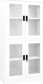 vidaXL Kancelářská skříň 90 x 40 x 180 cm ocel a tvrzené sklo [335941] Barva: Bílá