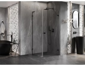 Mexen Lunar-B L pravý výklopný sprchový kout 70 x 70 cm, čiré sklo, černá matná, 832L-070-070-70-00-P