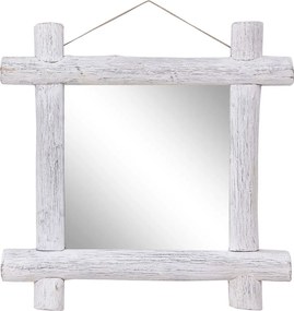 vidaXL Dřevěné zrcadlo 70 x 70 cm masivní recyklované dřevo [283934] Barva: Bílá