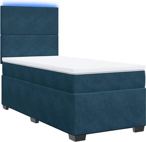 Box spring postel s matrací modrá 80 x 200 cm samet 3293060
