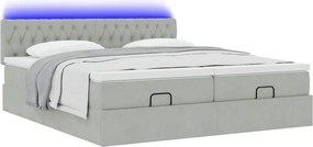 Osmanský rám postele s matracíes světle šedá 200x200cm samet 3312947