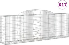 Klenuté gabionové koše 17ks 300x50x100/120cm pozinkované železo 3146714