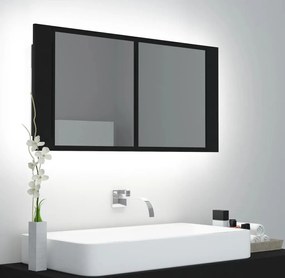 vidaXL LED koupelnová skříňka se zrcadlem 90x12x45cm akryl [804975] Barva: Černá