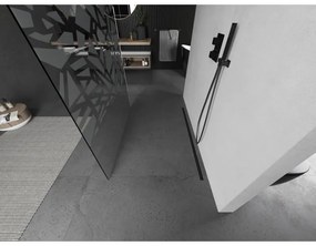 Mexen Kioto, sprchová zástěna Walk-In 100 x 200 cm, 8mm čiré sklo bílý vzor, ​​grafitový profil, 800-100-002-66-85