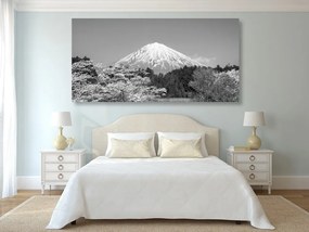 Obraz hora Fuji v černobílém provedení - 100x50 cm