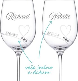 Svatební skleničky na víno Diamante Romance s krystaly Swarovski 2 ks