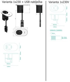 IBConnect Elektro zásuvka Orbit matná bílá - různé konfigurace Konfigurace elektrozásuvky: 1x230V + USB nab. C (60W)