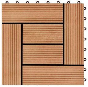 Terasové dlaždice z dřevoplastu 11 ks 30x30 cm 1 m² odstín teak,  45027