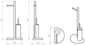 Aqualine, HIBISCUS Stojan s držákem na toaletní papír a WC kartáčem, chrom, HI32