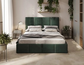 ComfortMatrace Čalouněná postel se zvedacím roštem a úložným prostorem Valencia Barva: Lahvově zelená/Bottle Green, Rozměr: 180x200 cm, Výška čela u hlavy: 88 cm