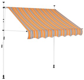 vidaXL Ručně zatahovací markýza 200 cm žluto-modré pruhy