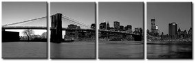 Obraz New York a šedost dne (4-dílný) - most na pozadí architektury