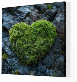 Obraz na plátně - Srdce, mechový nádech FeelHappy.cz Velikost obrazu: 100 x 100 cm