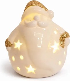LED keramický santa, 7,6 × 7 × 7,8 cm, teple bílá, 2× LR44