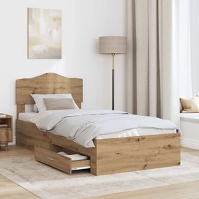 Rám postele s čelo Artisanový dub 100 x 200 cm Kompozitní dřevo 3413237