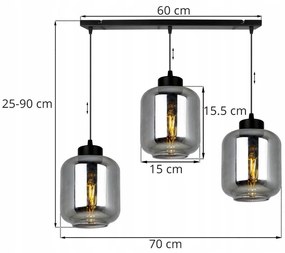 Závěsné svítidlo Novalja, 3x skleněné stínítko (výběr ze 3 barev)