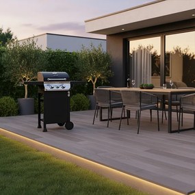 BPS-koupelny Plynový BBQ gril s boční plotýnkou, poličkou a krycí plachtou - , 2+1 hořák
