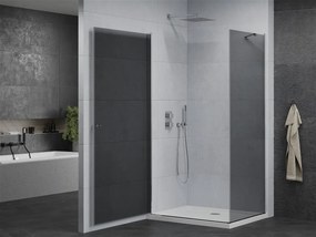 Mexen Pretoria, sprchový kout 70 (dveře) x 100 (stěna) cm, 6mm šedé sklo, chromový profil + bílá sprchová vanička, 852-070-100-01-40-4010