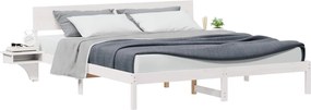 Rám postele s čelo Bílá 200 x 200 cm Masivní borové dřevo 3385749