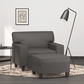 Křeslo s podnožkou šedé 60 cm umělá kůže 3201161