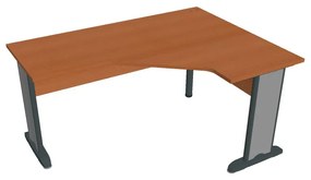Stůl ergo lomený levý 160×120/60 cm - Hobis Cross CEV 60 L Dekor stolové desky: třešeň, Dekor lamino podnože: třešeň, Barva nohou: černá