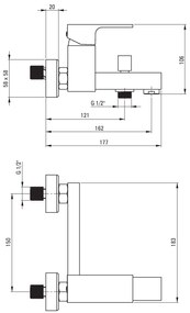 Deante Anemon, vanová-sprchová baterie, černá, BBZ_N10M